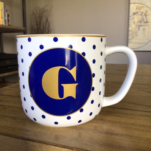 Target | Dining | Target Gold Letter G Initial Cobalt Blue Dot Mug ...